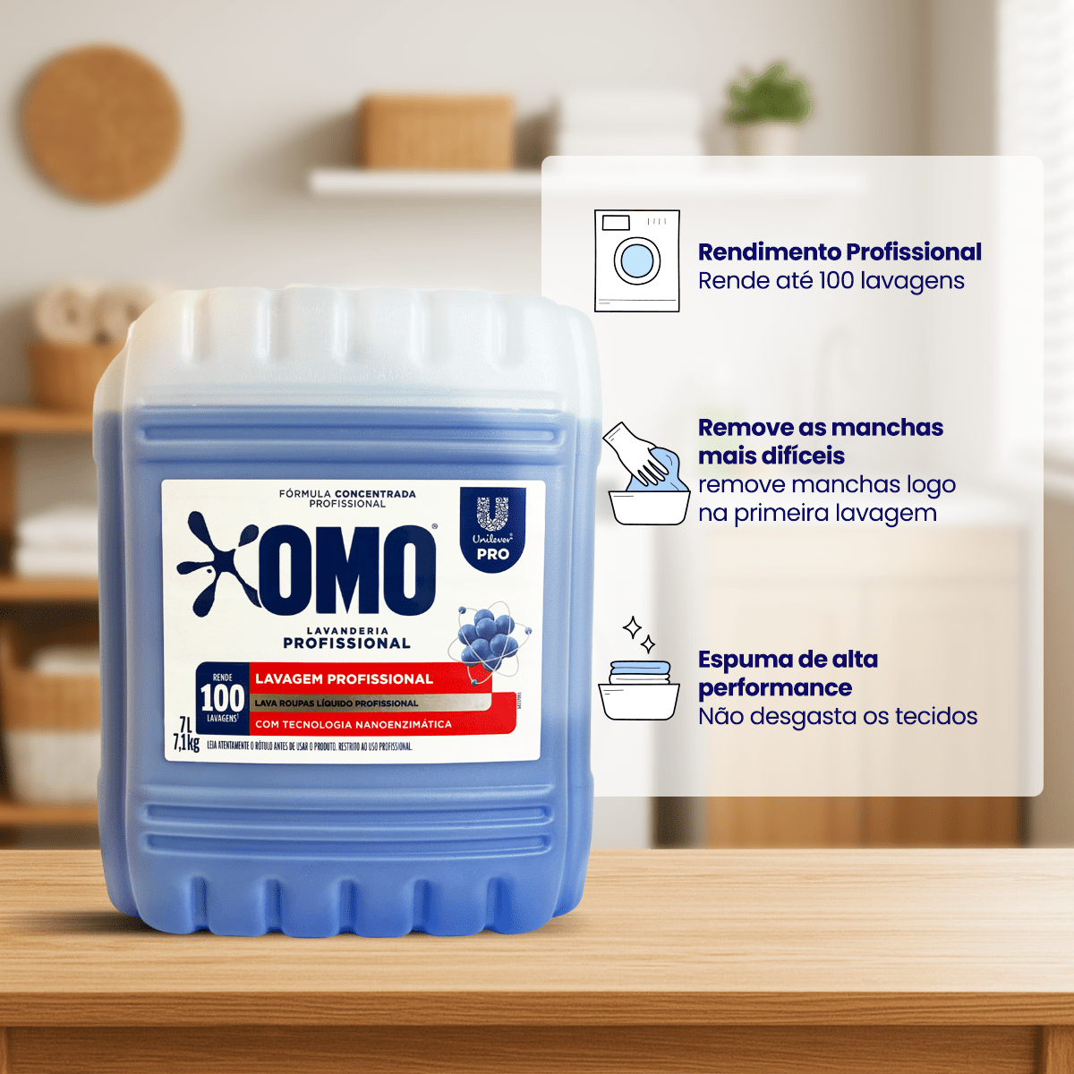 Sabão Líquido OMO Lavanderia Profissional 7 Litros | e.dona